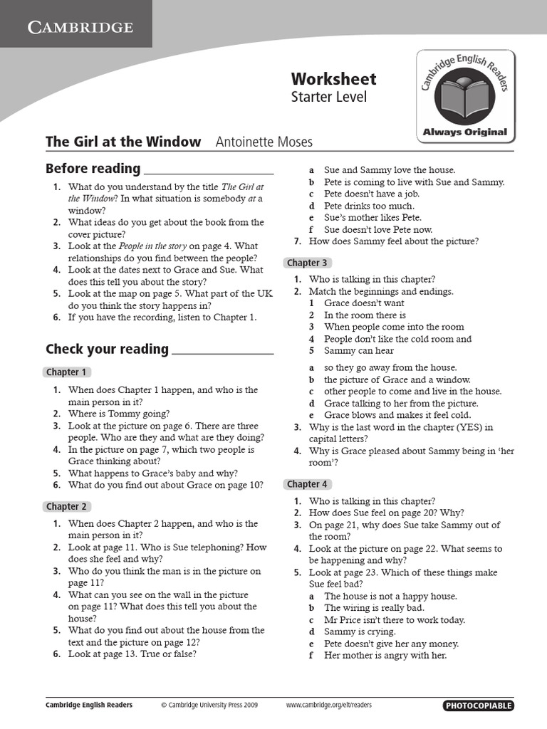 Cambridge English Readers Starter Beginner The Girl at The Window ...