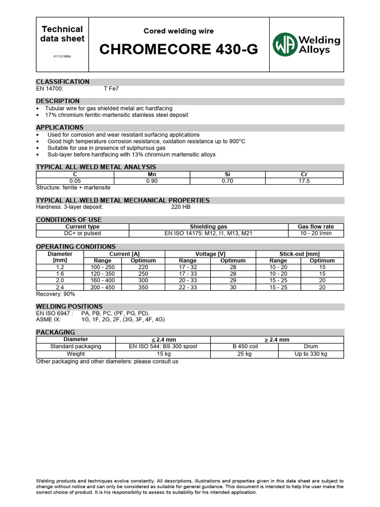 Chromecore-430-G Er430 | Download Free PDF | Chromium | Chemical Substances
