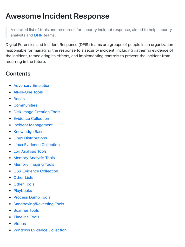 Awesome Incident Response | PDF | Computer Forensics | Malware