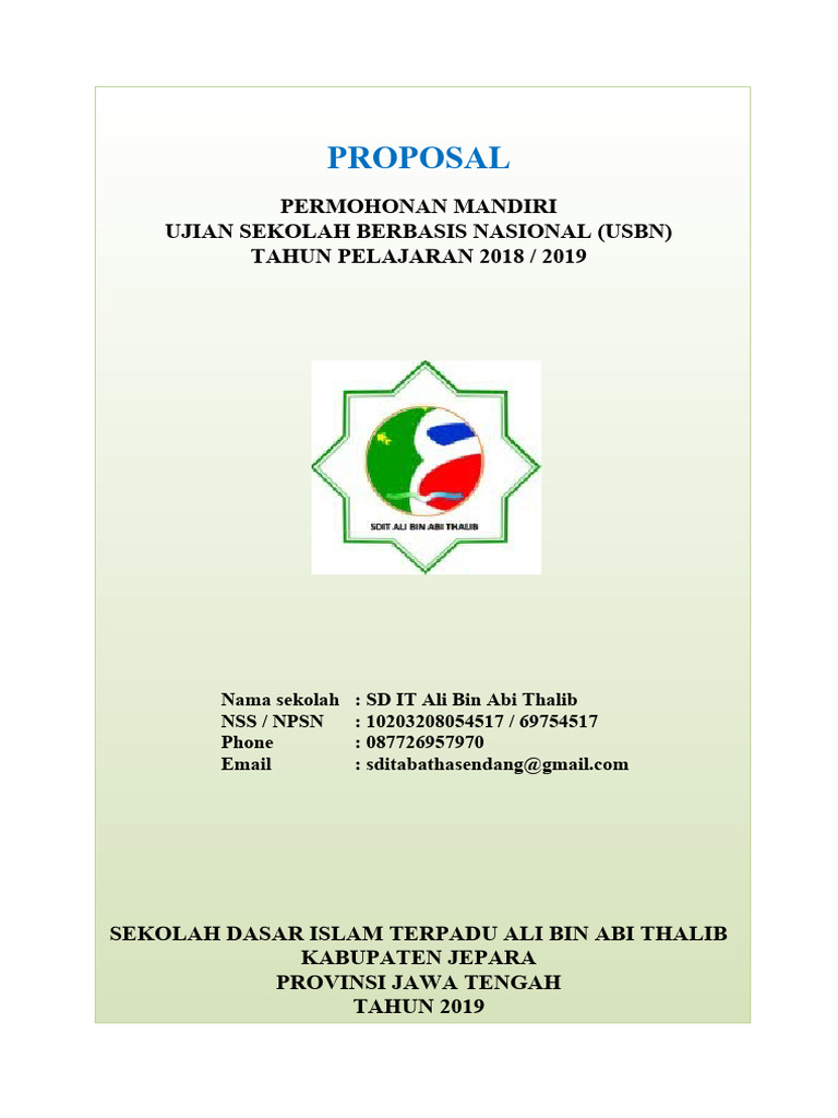 Proposal USBN SDIT Ali Bin Abi Thalib | PDF | Karier & Perkembangan | Ilmu Sosial