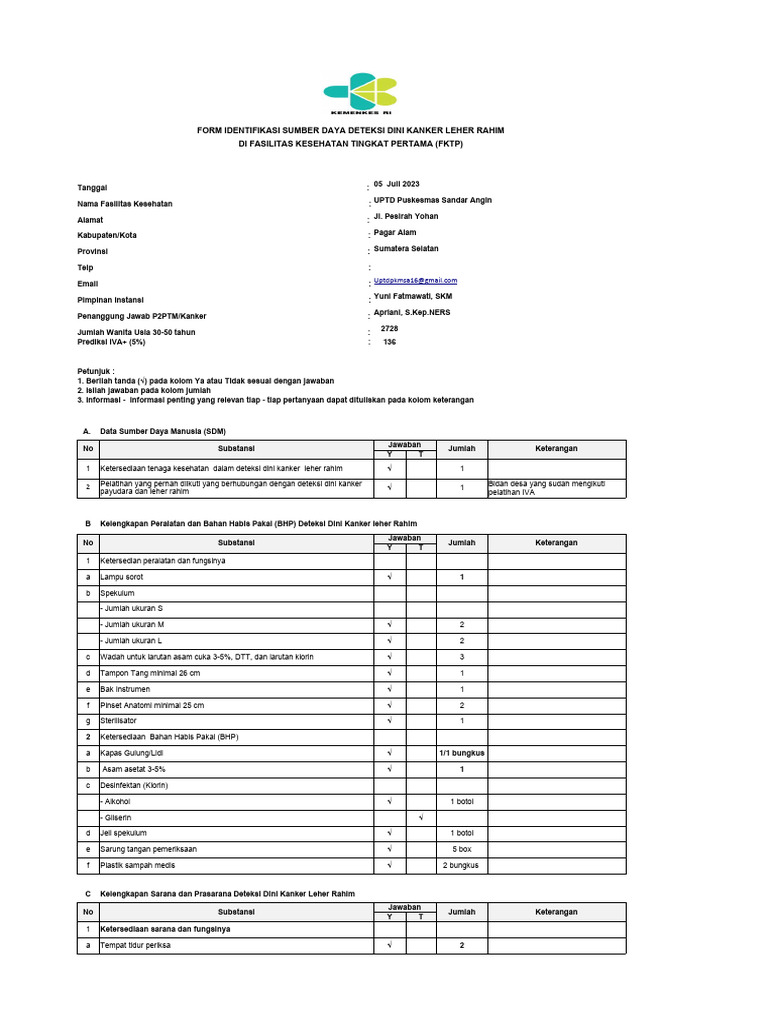 Form Identifikasi Sumber Daya Kanker | PDF