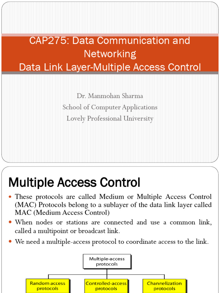 11 Data Link LayerMultiple Access Control | PDF | Channel Access Method | Computer Networking