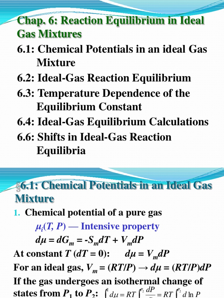 Chemical Equilibrium in Ideal Gases | PDF | Chemical Equilibrium ...