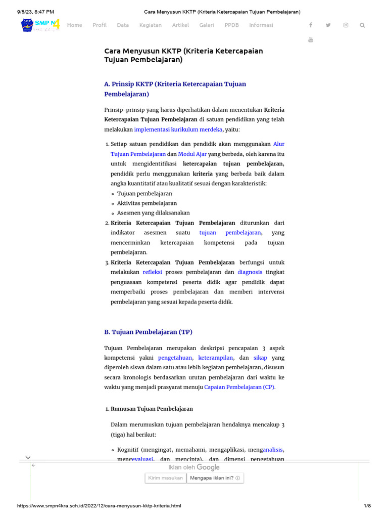 Panduan Menyusun KKTP Kurikulum Merdeka | PDF | Seni