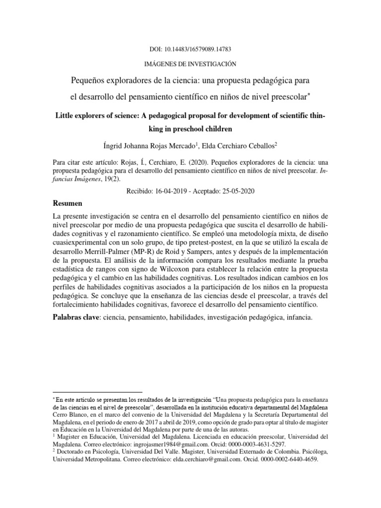 Pequeños Exploradores de La Ciencia: Una Propuesta Pedagógica para El ...