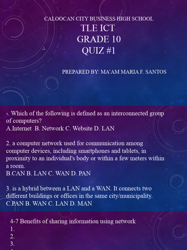 Ict Quiz #1 | PDF | Computer Network | Telecommunications