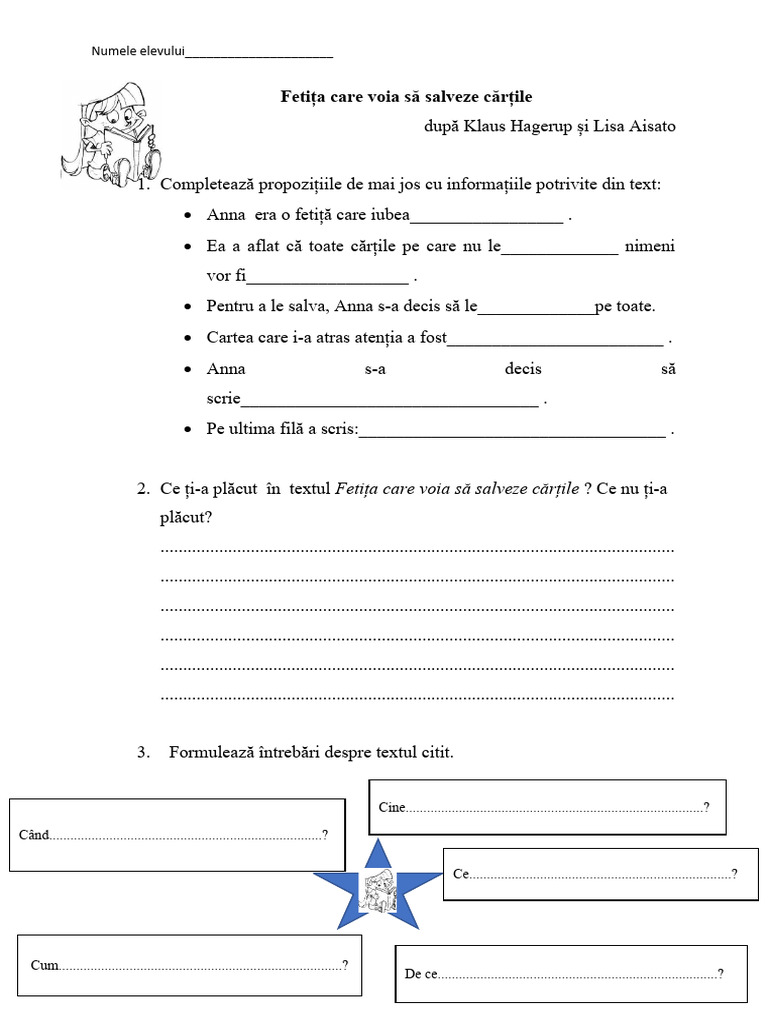Fisa de Lucru Fetita Care Voia Sa Salveze Cartile | PDF