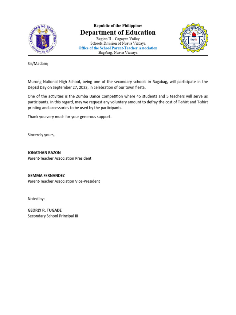 Letter Solicitation Zumba | PDF