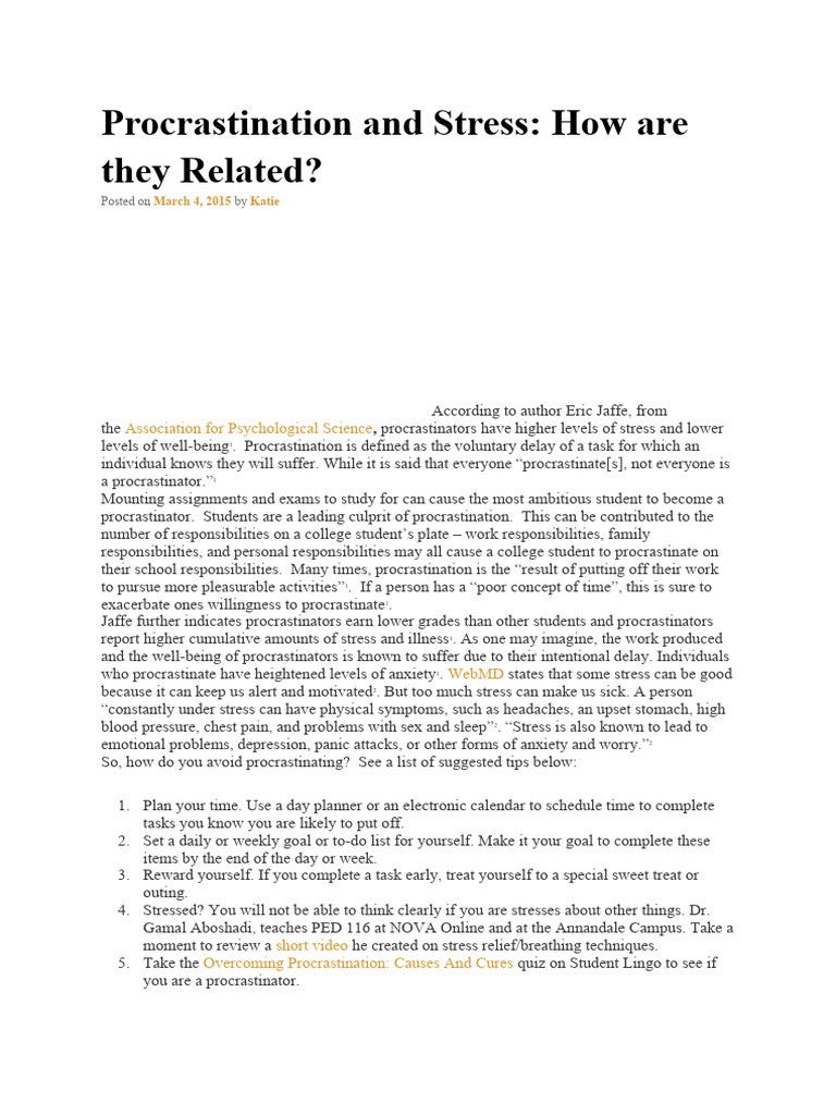 Procrastination and Stress | PDF