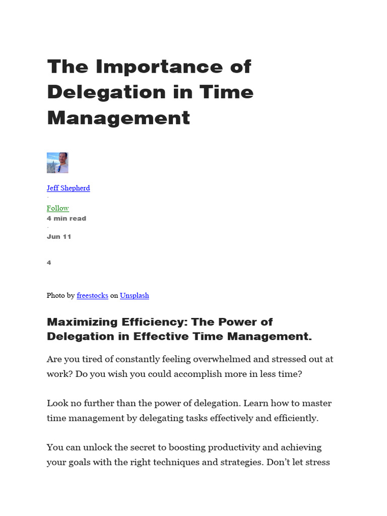 Delegation in Time Management | PDF | Business | Self-Improvement