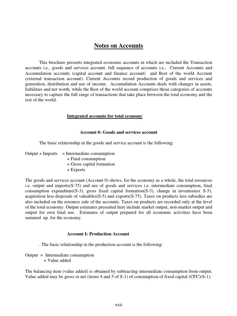 Notes On Accounts: Integrated Accounts For Total Economy | PDF ...