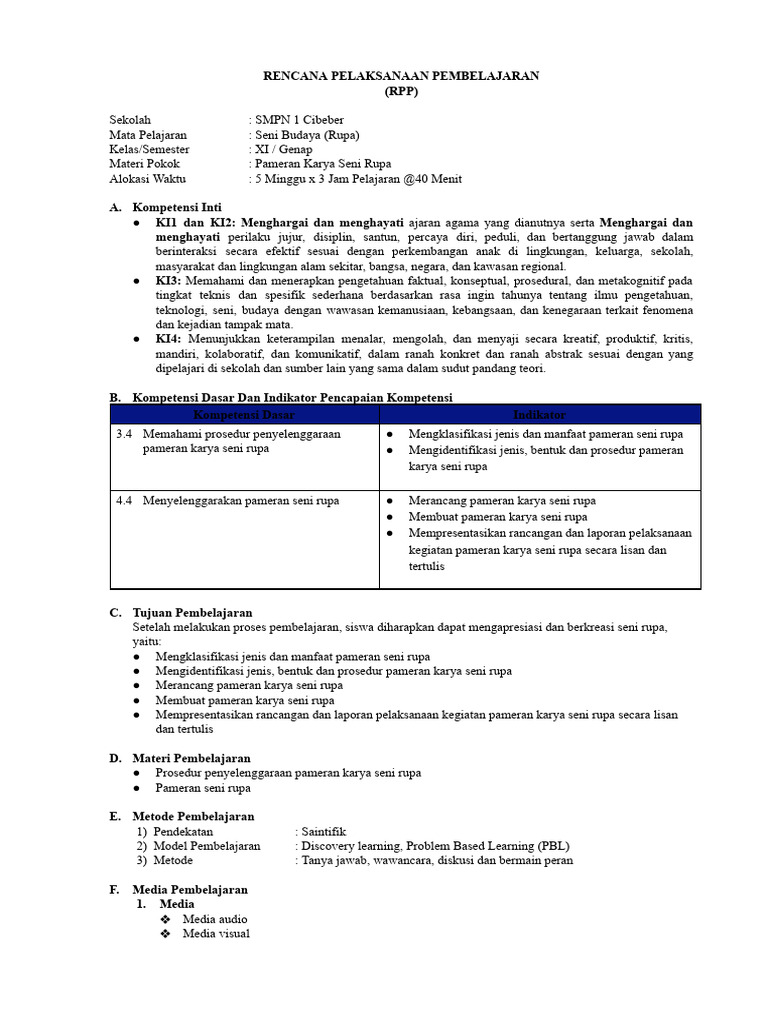 RPP 4 Seni Rupa | PDF
