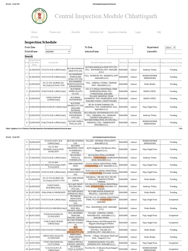 Inspection Schedule | PDF | Metals