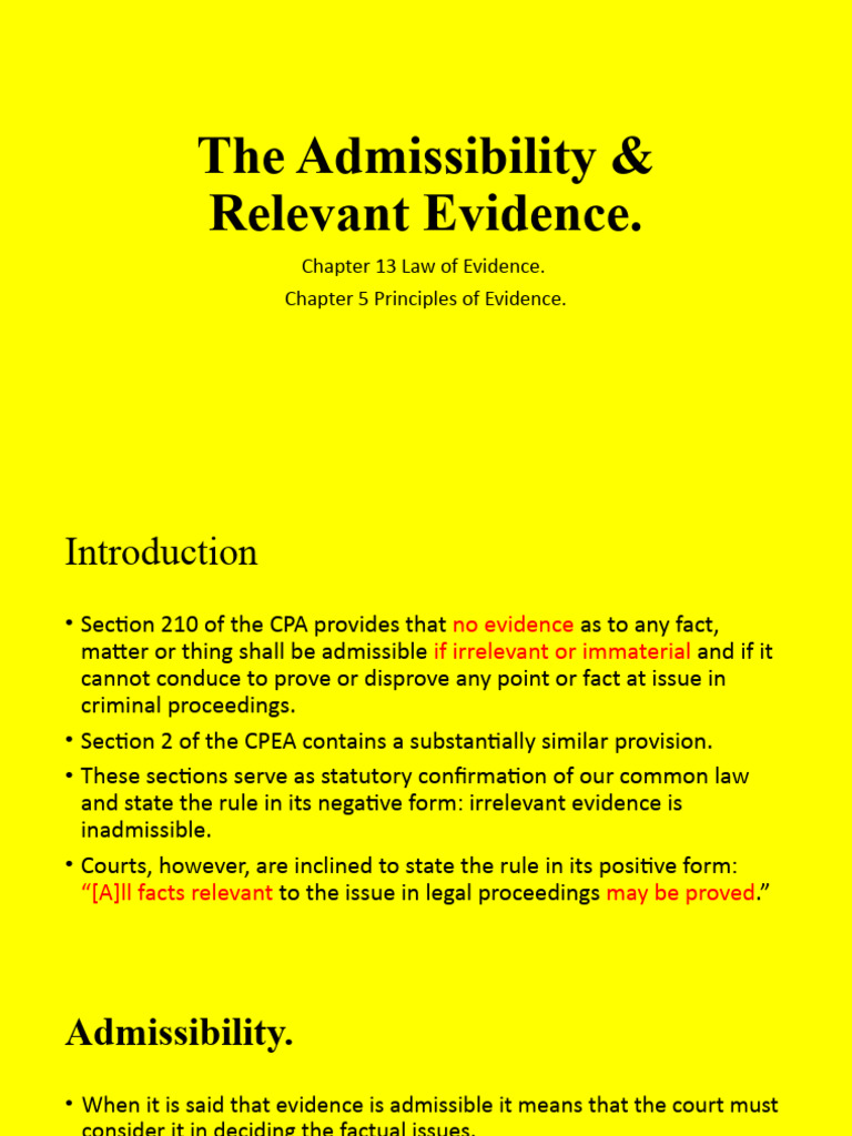 2 The Admissibility & Relevant Evidence | PDF | Trials | Evidence (Law)
