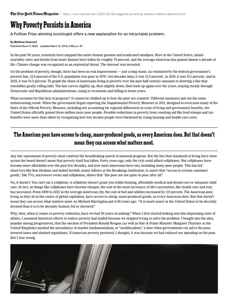 Why Poverty Persists in America - The New York Times | PDF