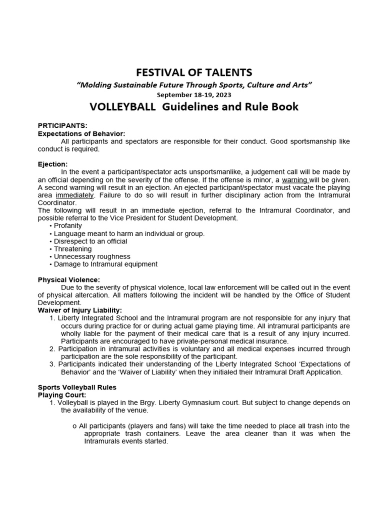 Volleyball Guidelines | PDF | Sports