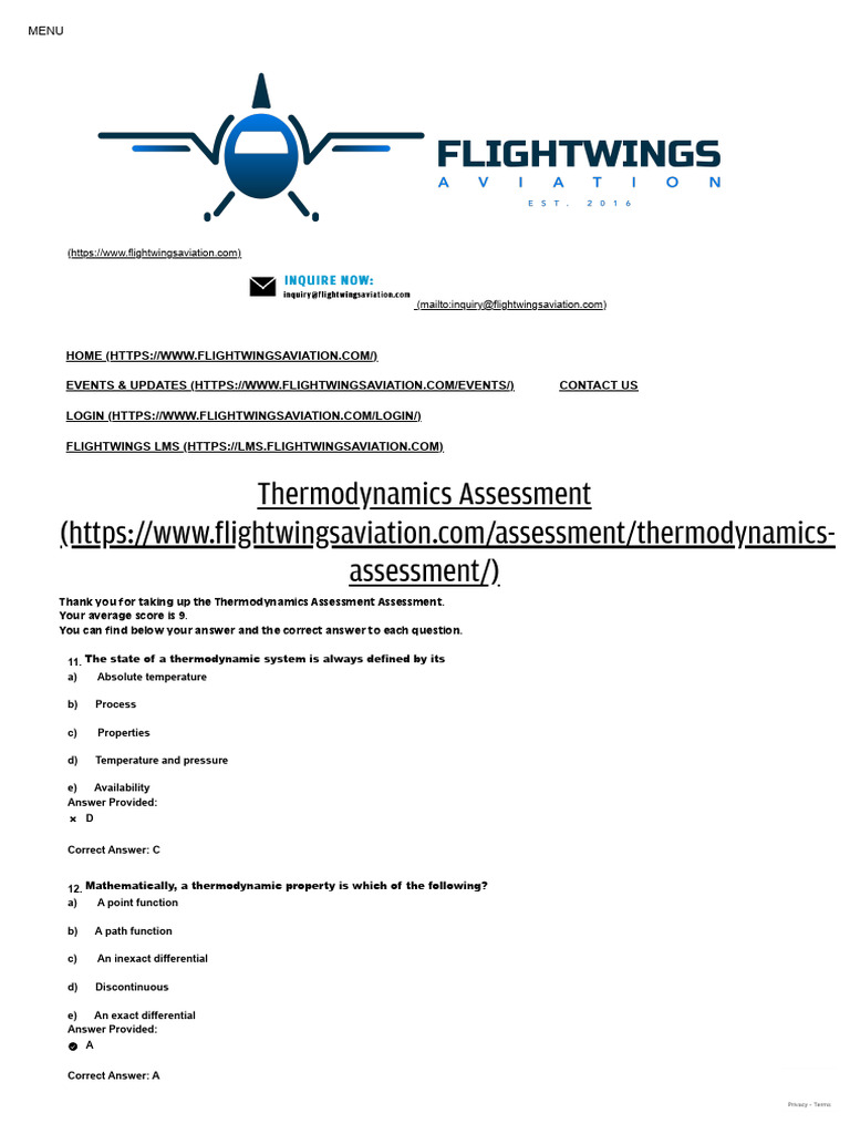 Thermodynamics Assessment Results | PDF