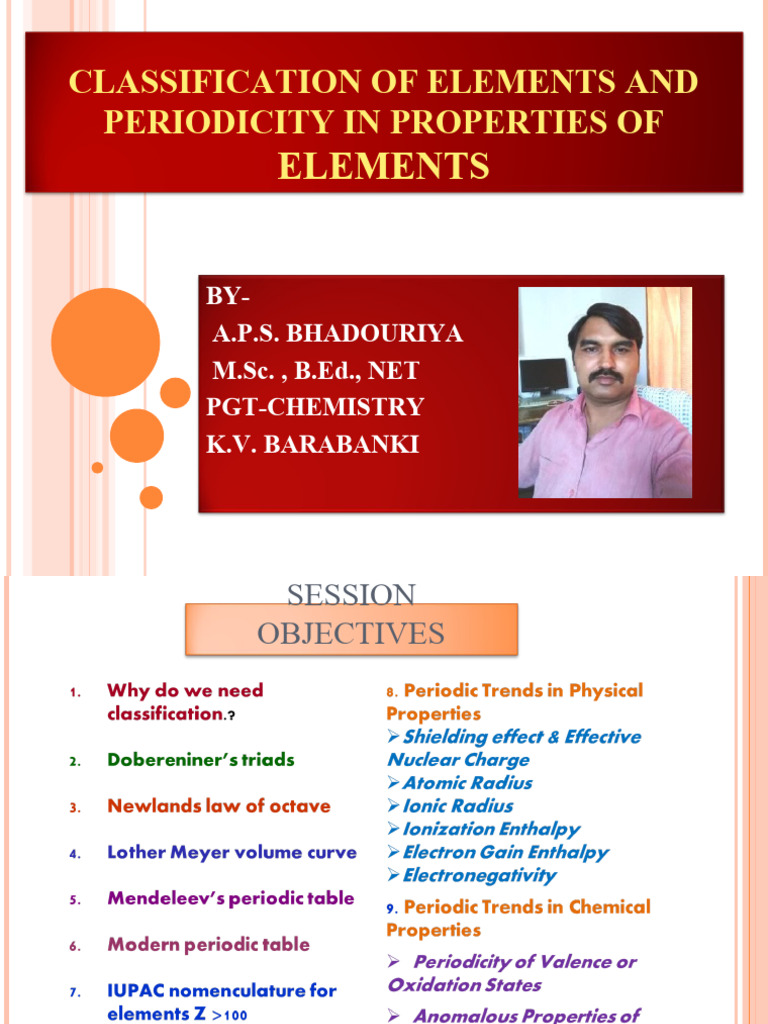 Classification of Elements Periodicity in Properties For Class Xi | PDF ...