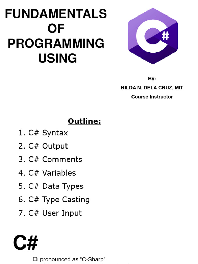 Lesson 1 The Basics Of Csharp Pdf