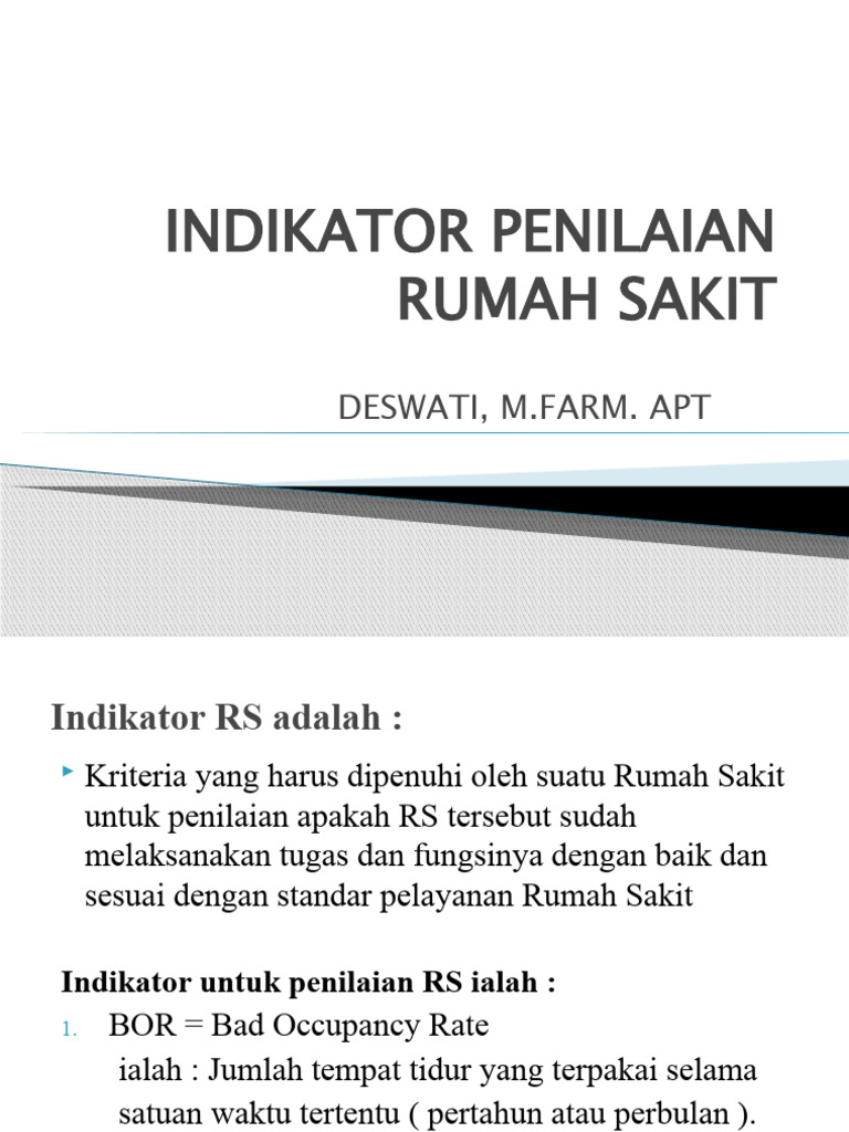 Pert 2 Indikator Penilaian Rumah Sakit | PDF