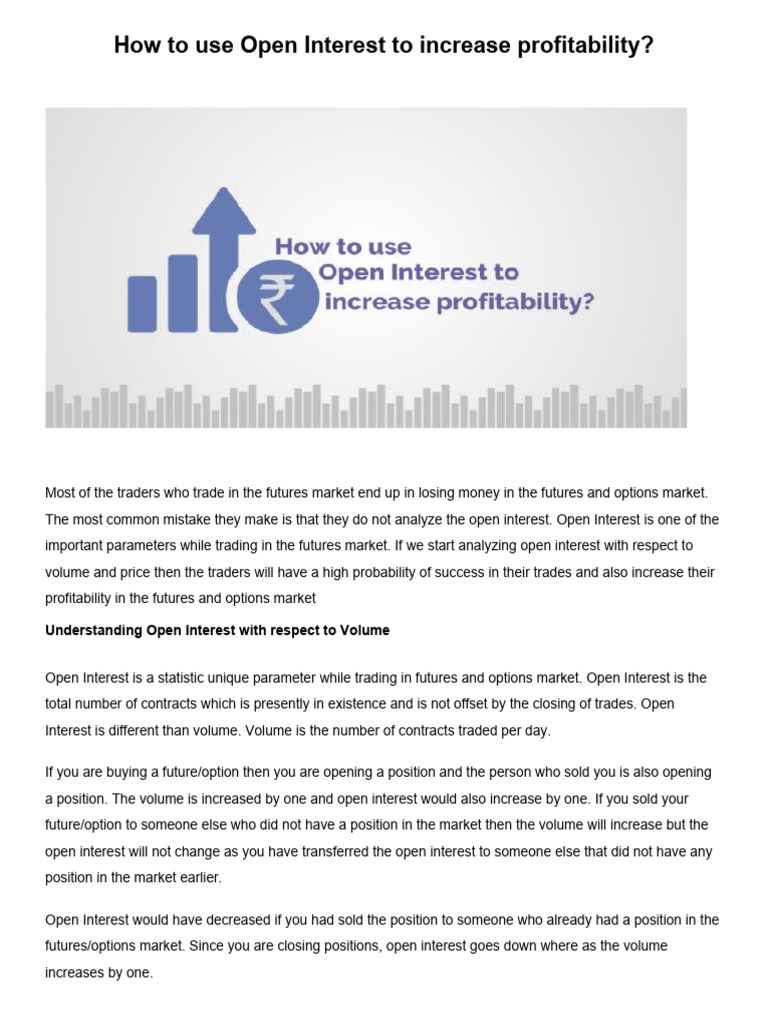 How To Use Open Interest To Increase Profitability | PDF | Option (Finance) | Futures Contract
