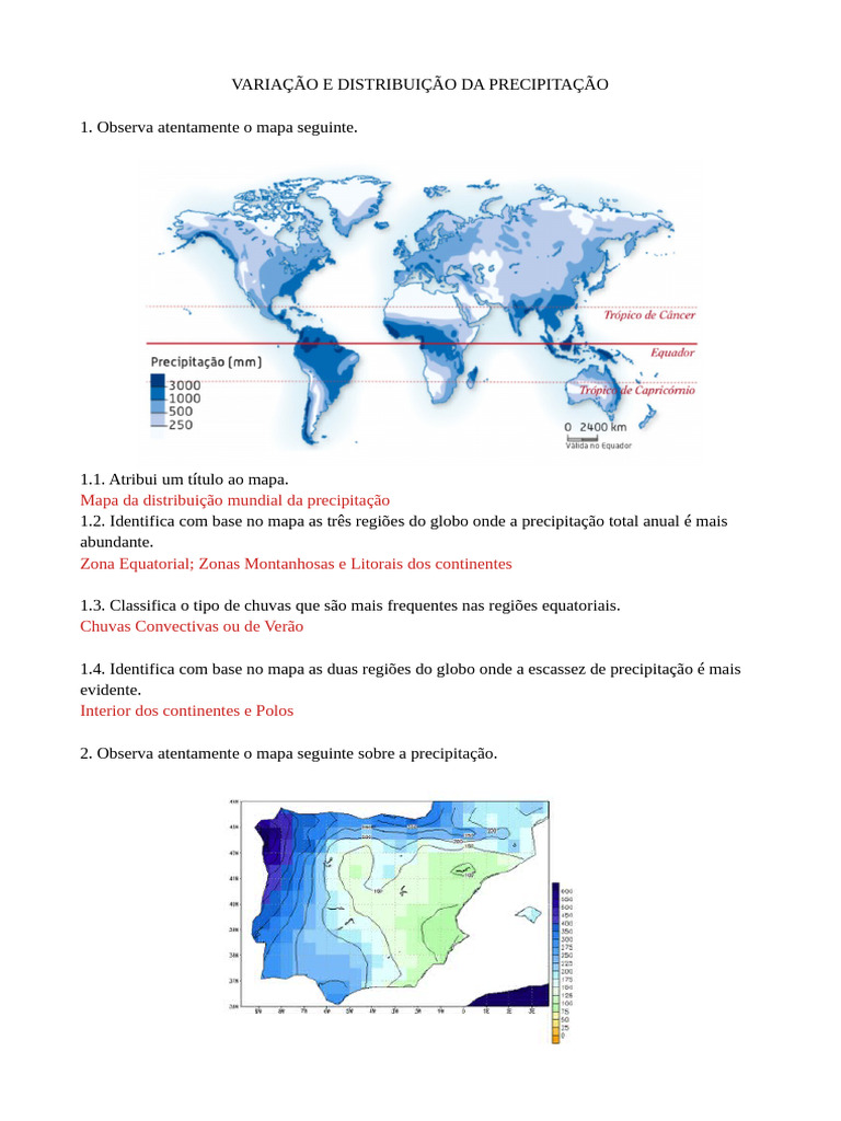 Ficha Geografia 9 Ano Precipitacao Pressao Atmosferica Solucoes | PDF | Aquecimento global e ...