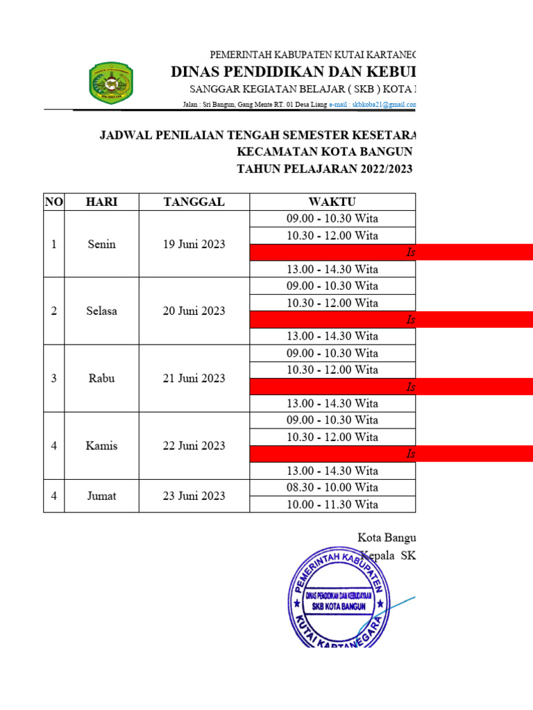 Jadwal PAS | PDF