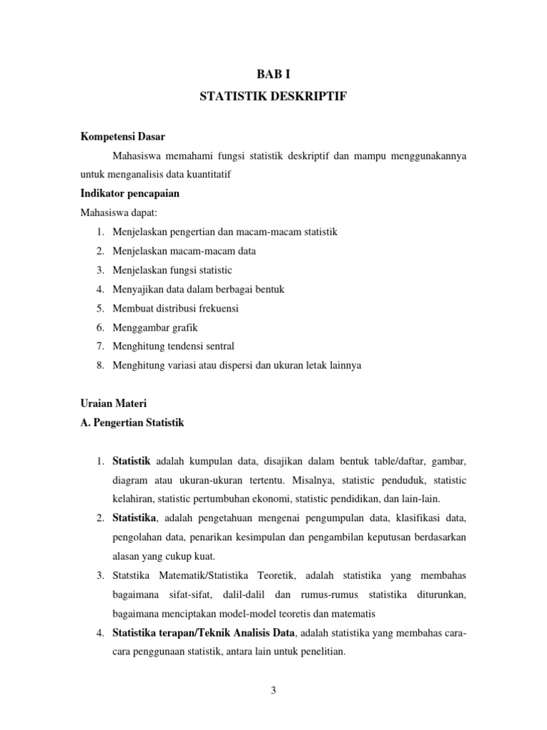Statistik Deskriptif dan Fungsinya | PDF