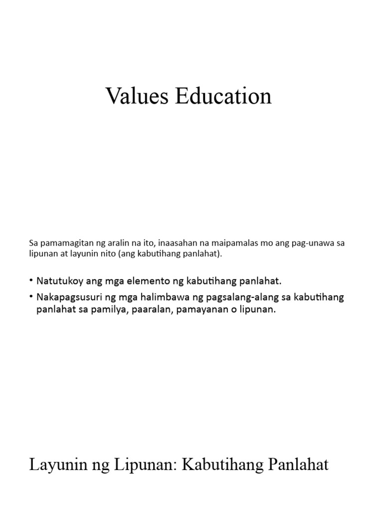 Values Education 9 (1st Week) | PDF