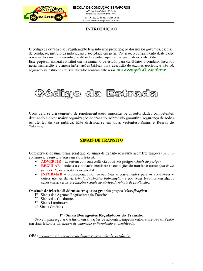 Manual Do Codigo Da Estrada | PDF | Tráfego | Transporte