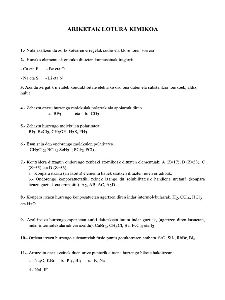 Lotura Kimikoak | PDF