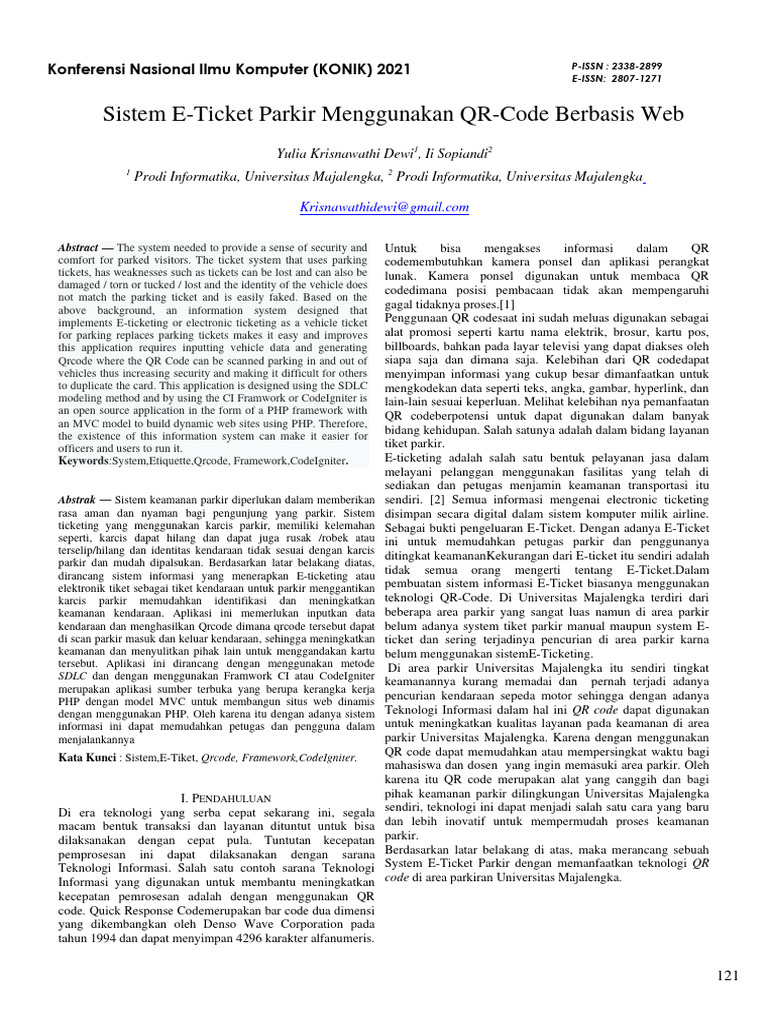 Sistem E-Ticket Parkir Menggunakan QR-Code Berbasis Web | PDF