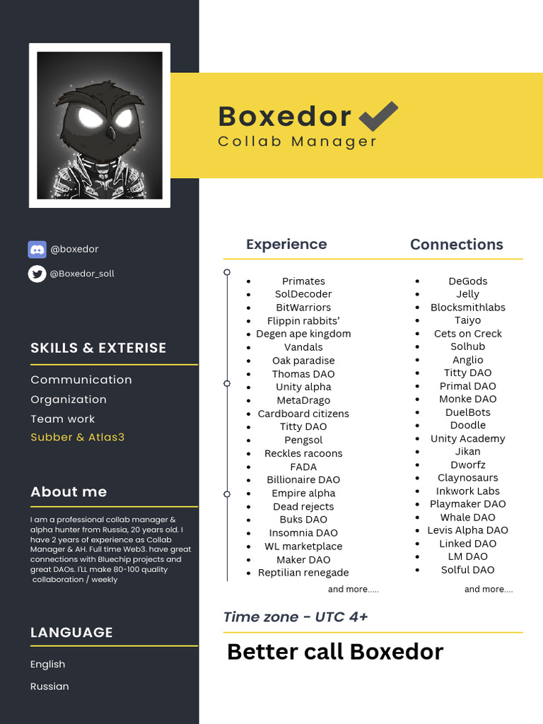 Modern CV for Web3 Collab Manager | PDF