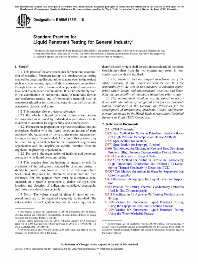 ASTM E18-2019和ASTM E165-2018 | PDF