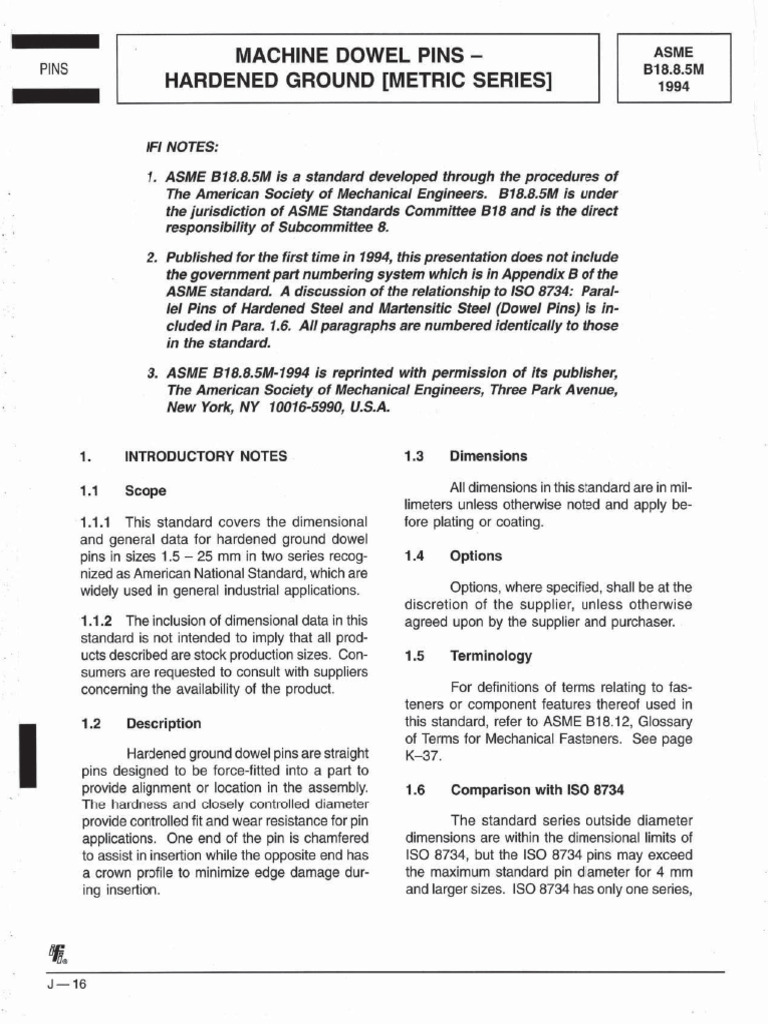 Asme B18.8.5M 1994 | PDF