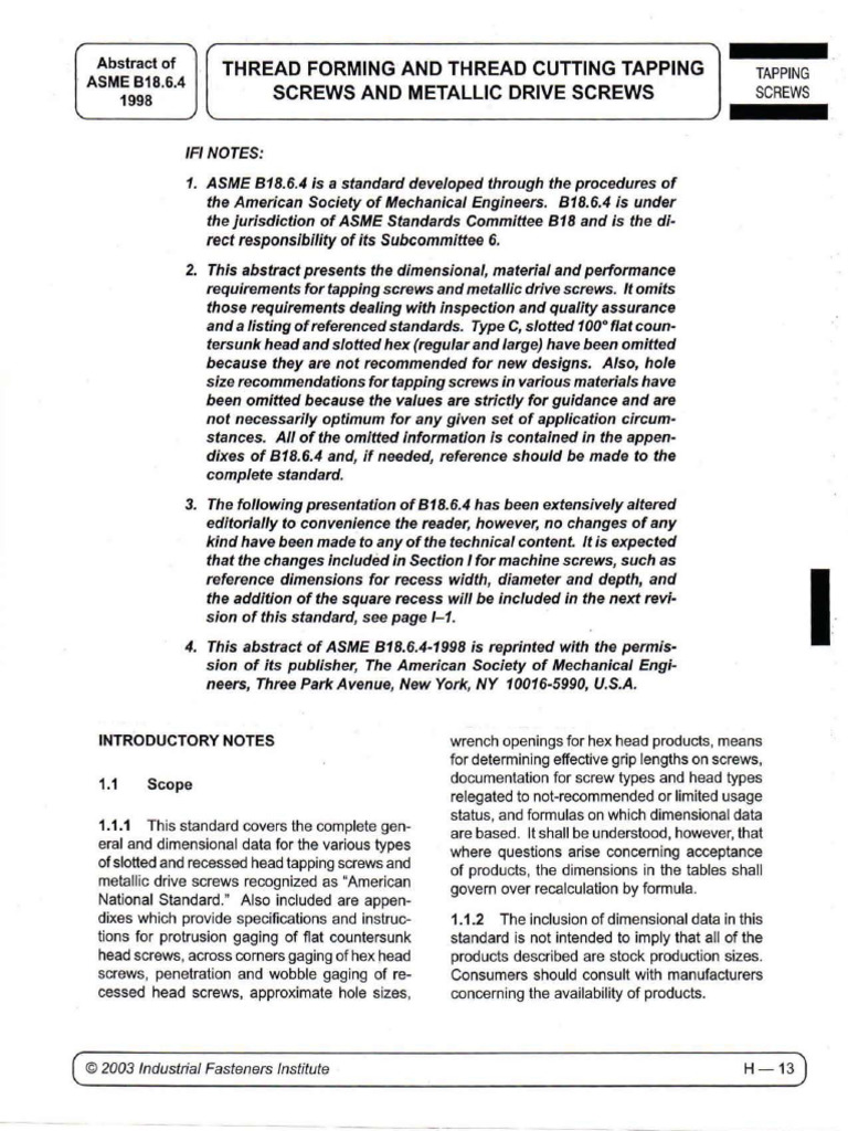 Asme B18.6.4 1998 | Download Free PDF | Screw | Machining