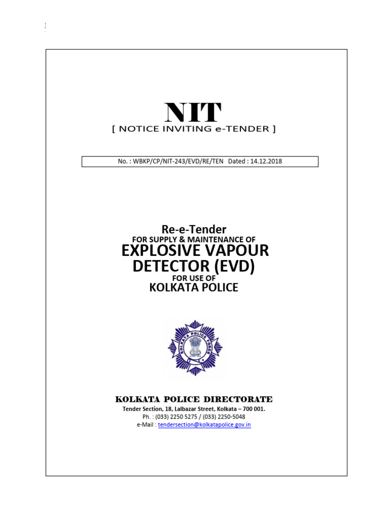 Explosive Vapour Detector (Evd) : Re-e-Tender | PDF