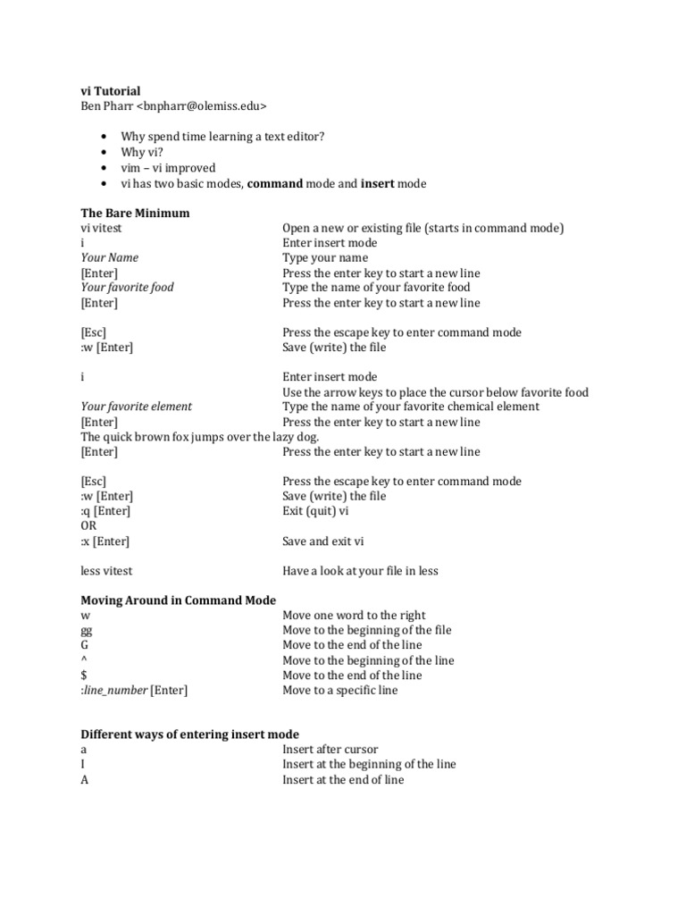 VI Tutorial | PDF | Cursor (User Interface) | Computer Science