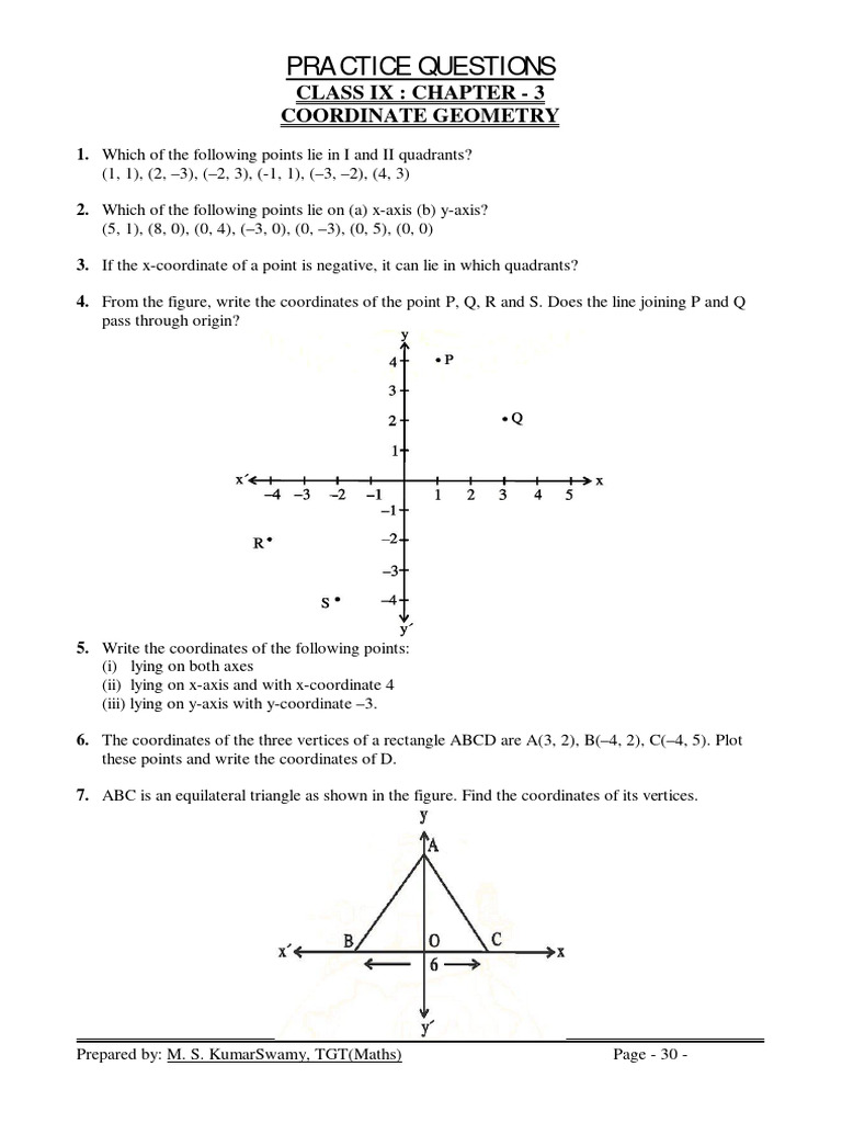 03 Coordinate Geometry Subjective Questions | PDF | Cartesian ...
