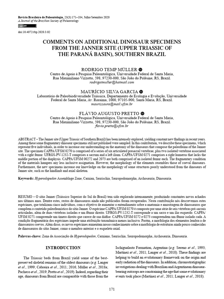 Novos Achados de Dinossauros no Janner | PDF | Dinossauromorfos ...