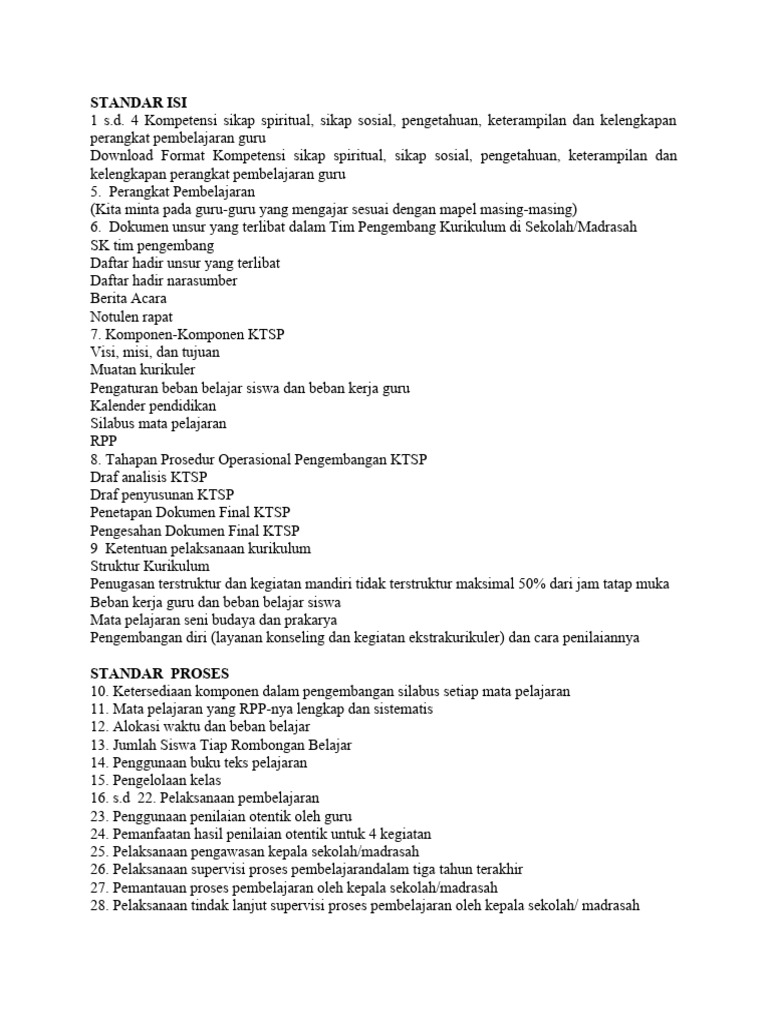 SOP Standar Isi Kurikulum Pendidikan | PDF