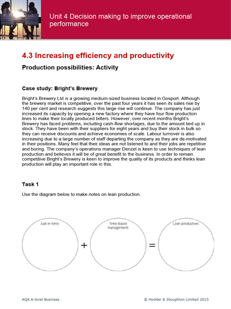 Lean Production Task | PDF | Lean Manufacturing | Decision Making