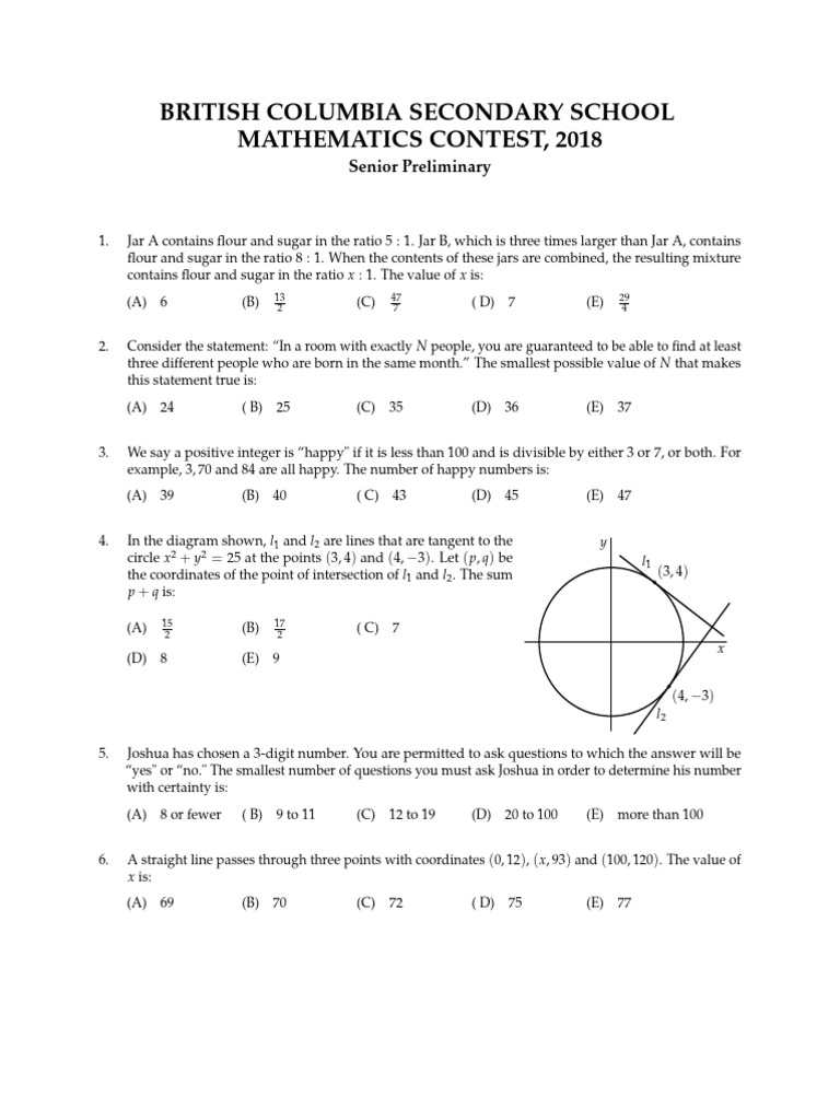 Senior Prelim 2018 | PDF | Ratio | Euclidean Geometry
