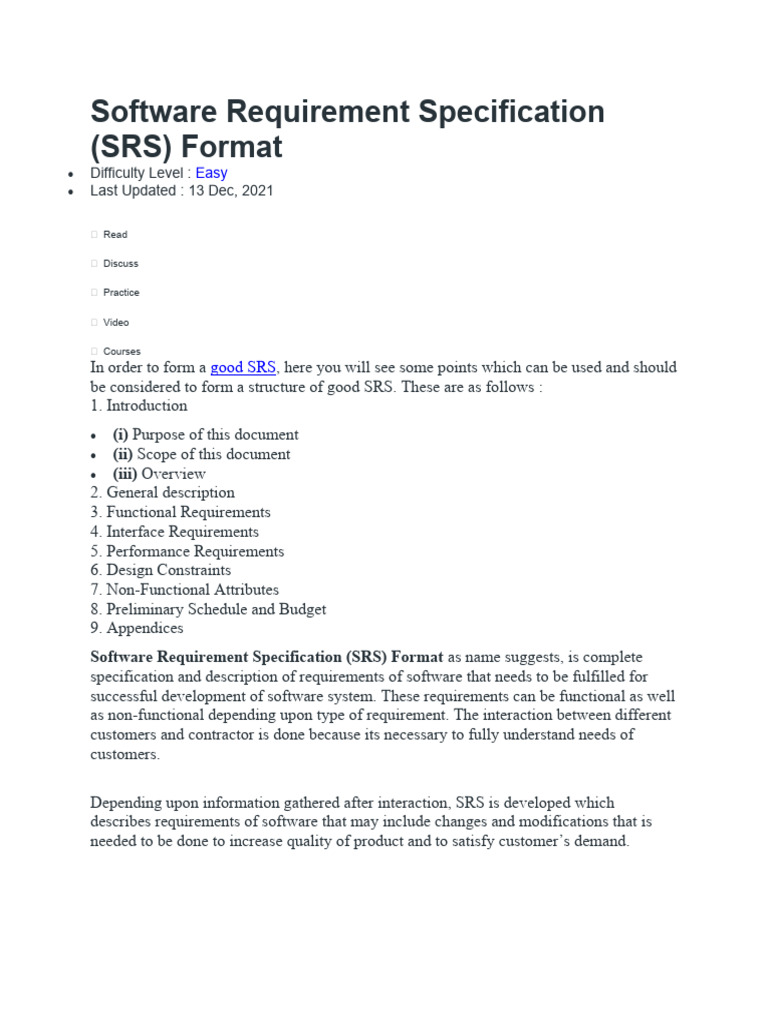 SRS Document | PDF | Specification (Technical Standard) | Software