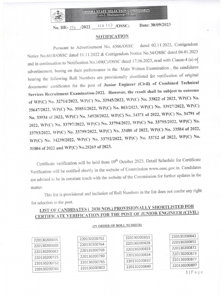 Result Je Civil 30092023 | PDF