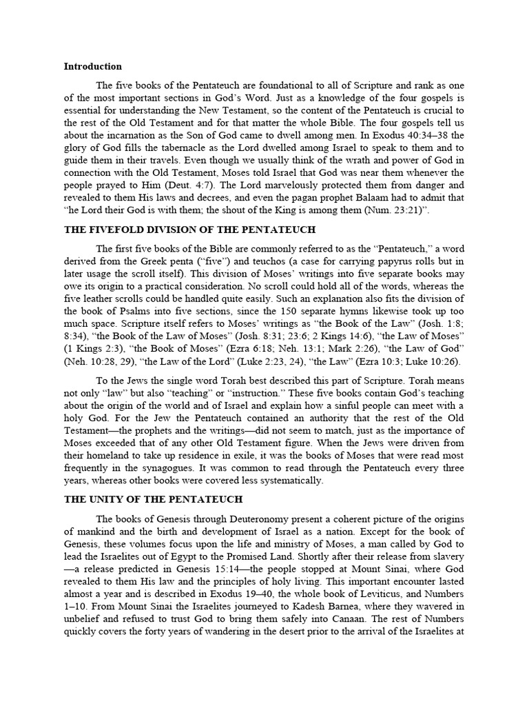 Introduction To The Pentateuch Its Impact On OT and NT | PDF | Book Of ...