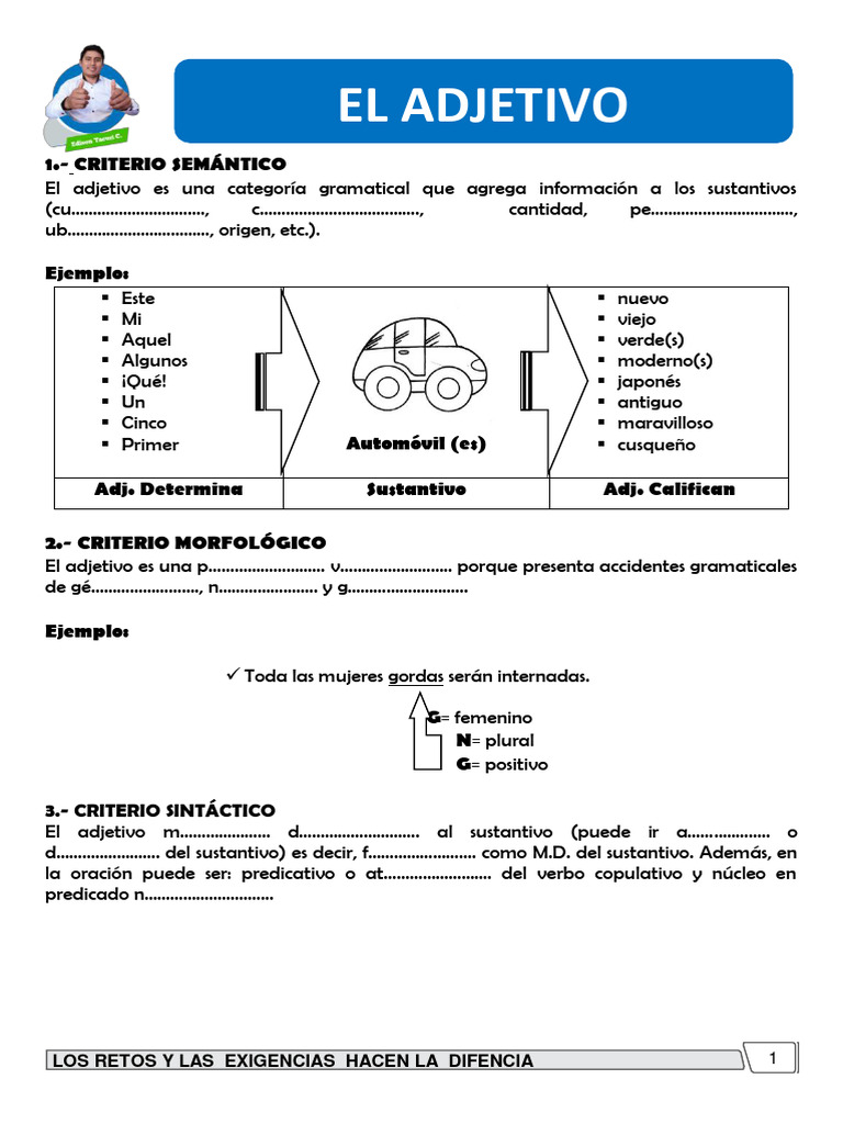 Adjetivo - Articulo Práctica | PDF