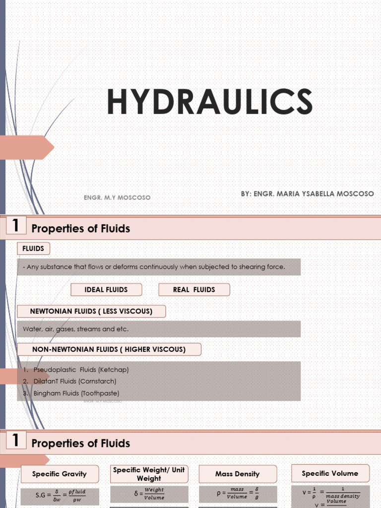 Hydraulics Day 1 Properties of Fluids | PDF | Surface Tension | Density
