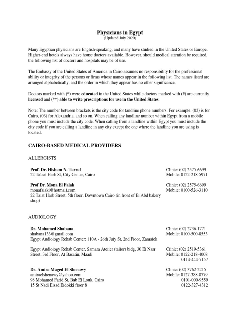 Egypt Physicians 2020 | PDF | Cairo | Clinic