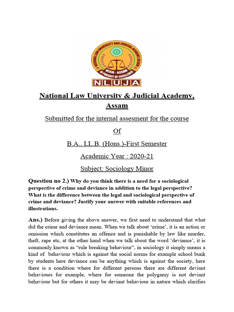 Question No 2 (Sociology Minor) | PDF | Deviance (Sociology) | Crimes